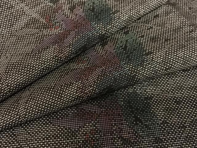 平和屋着物●本場大島紬　泥染め　カタス7マルキ　草花文　正絹　逸品　AAAY0268zg