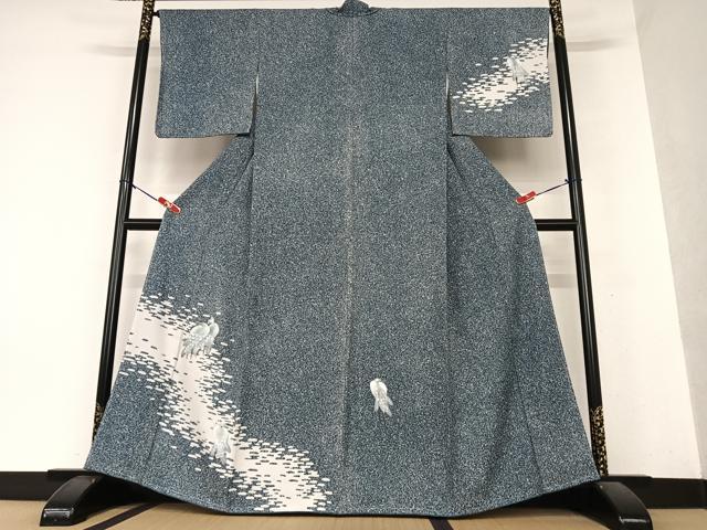 平和屋着物●訪問着　手描き　しろさぎ　白鷺　たたき染め　金彩　正絹　逸品　未使用　AAAY0276zg