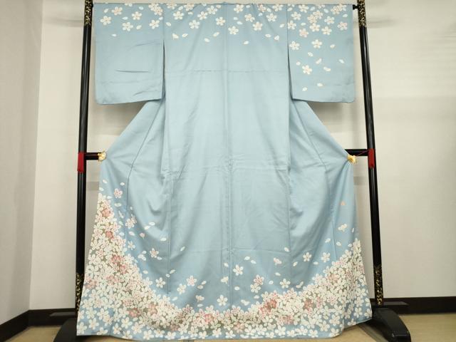 平和屋着物▼東京手描友禅　加納知之　訪問着　舞桜　金彩　正絹　逸品　AAAY1185ck