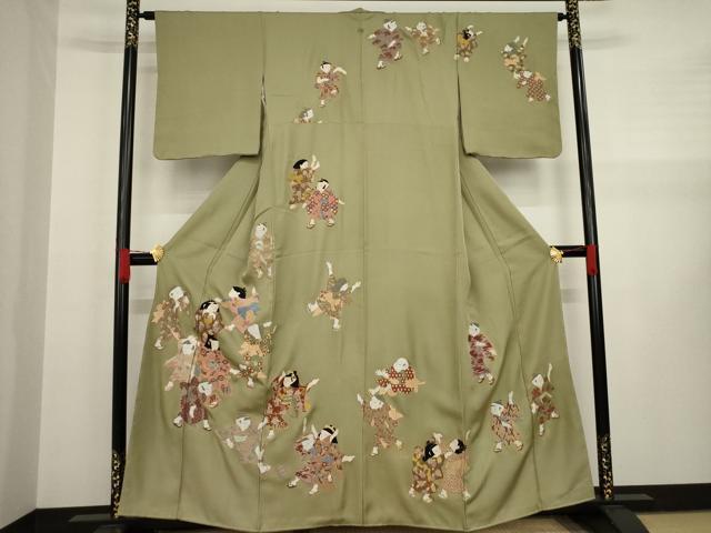 平和屋着物●総刺繍　訪問着　童子　金糸　正絹　逸品　AAAY1206ck
