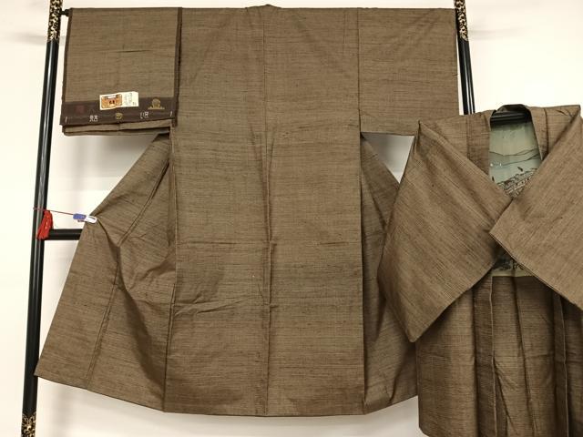 平和屋着物●男性　本場大島紬　アンサンブル　100亀甲　総詰め　残布172cm・証紙付き　正絹　逸品　AAAY1492np