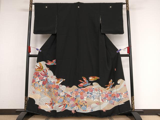 平和屋着物●本加賀友禅作家　中町博志　黒留袖　立波花鳥文　正絹　逸品　未使用　AAAY1523np