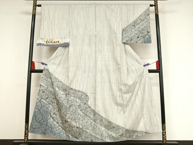 平和屋着物●訪問着　大島紬　更紗絞り　証紙付き　正絹　逸品　AAAY1543np