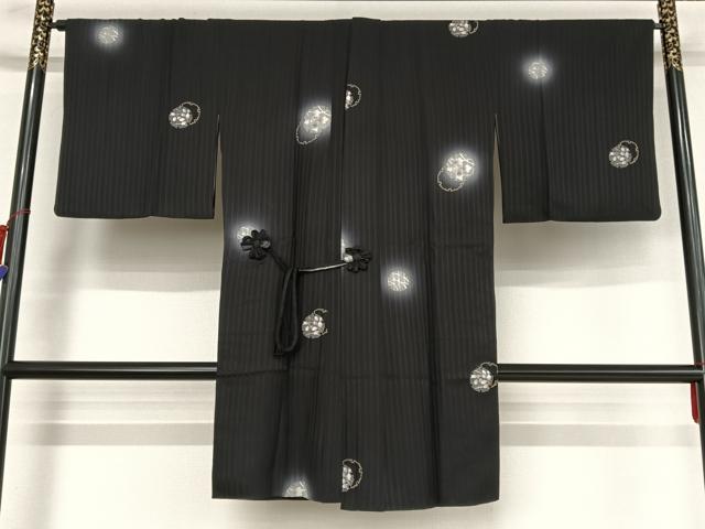 平和屋着物●道中着　雪輪　ほたる暈し　黒地　ロング丈　正絹　逸品　AAAY1546np