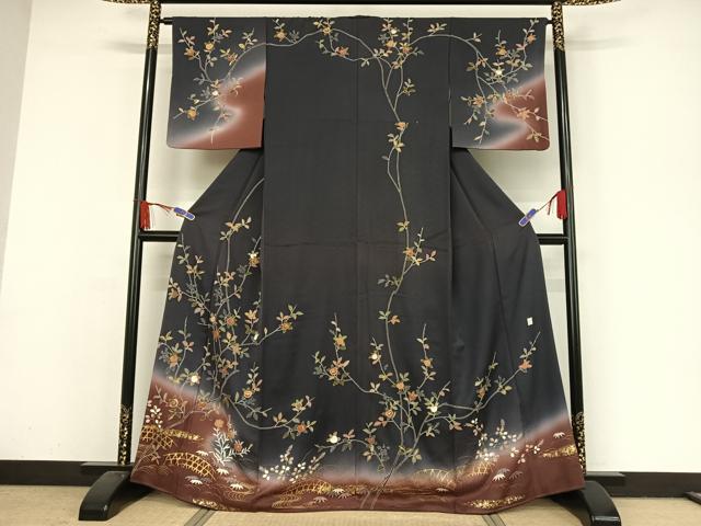 平和屋着物●訪問着　駒刺繍　枝橘　暈し染め　金糸　金彩　正絹　逸品　AAAY1559np
