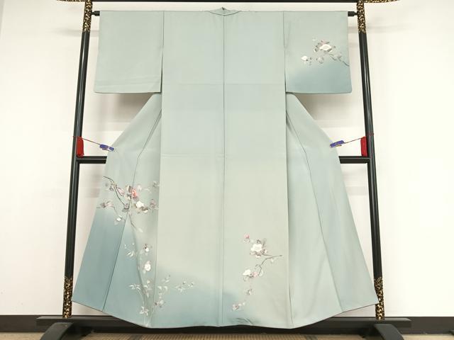 平和屋着物●訪問着　友禅　枝花文　暈し染め　正絹　逸品　AAAY1568np