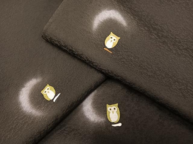 平和屋着物●上質な小紋　梟　金彩　さが美扱い　正絹　逸品　AAAY1743np