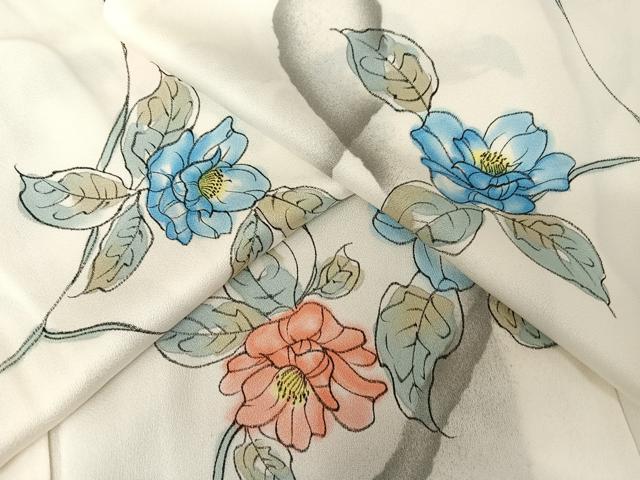 平和屋着物▽上質な小紋　単衣　草花文　暈し染め　正絹　逸品　AAAY1760np