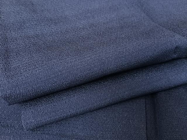 平和屋着物▽お召　単衣　色無地　深縹色　正絹　逸品　AAAY1764np