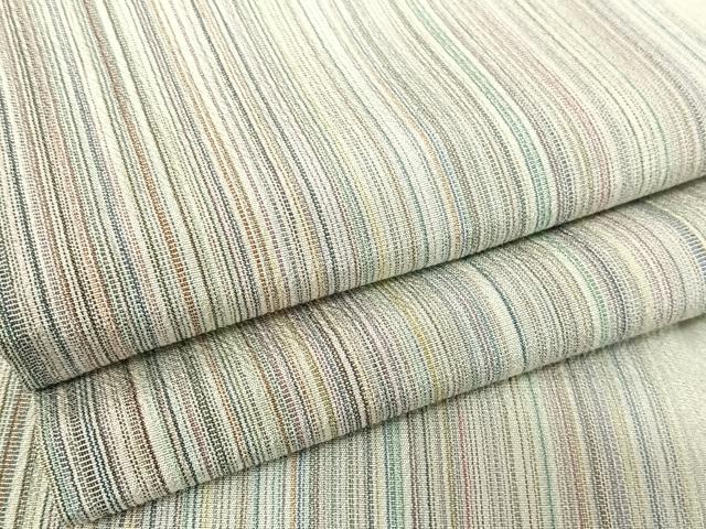 平和屋着物▽本塩沢　単衣　やまだ織　縞　200色　正絹　逸品　未使用　AAAY1767np