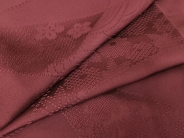 平和屋着物●上質な色無地　切り嵌め花地紋　茄子紺色　正絹　逸品　未使用　AAAY1775np