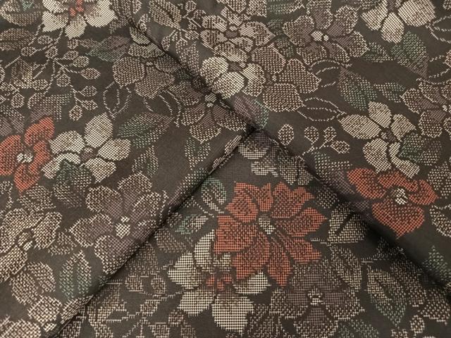 平和屋着物●上質な紬　草花文　ロング丈　正絹　逸品　AAAY1787np