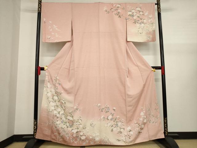 平和屋着物●訪問着　友禅　流水花文　暈し染め　正絹　逸品　未使用　AAAY1896ck