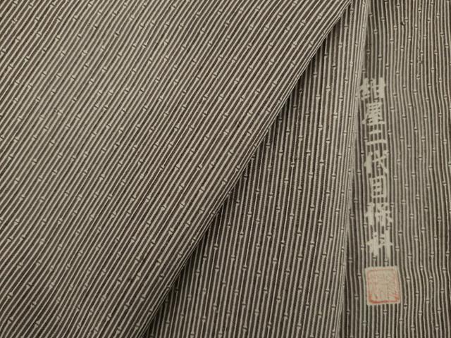 平和屋着物●紺屋　二代目保科　江戸小紋　紬地　竹万筋　江戸鼠色×白色　正絹　逸品　AAAY1899ck