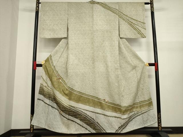 平和屋着物●訪問着　総絞り　几帳草花文　金糸　金彩　正絹　逸品　AAAY1908ck