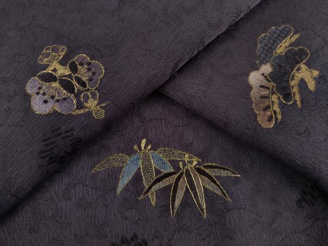 平和屋着物●上質な小紋　刺繍　松竹梅　さが美扱い　正絹　逸品　AAAY1923ck