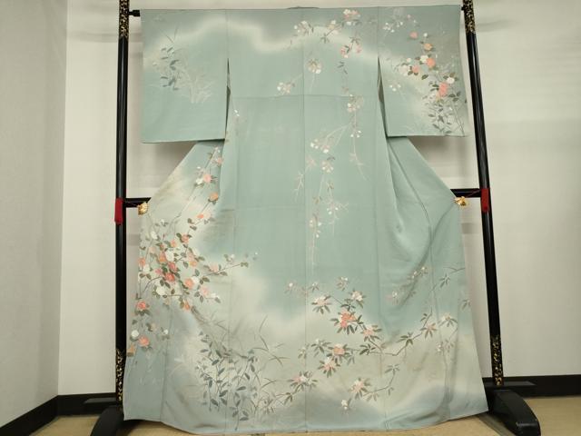 平和屋着物●訪問着　友禅　枝花文　暈し染め　金彩　正絹　逸品　AAAY1938ck