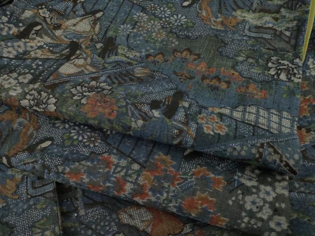 平和屋着物●本場小千谷紬　100亀甲　女人花文　正絹　逸品　AAAY1944ck