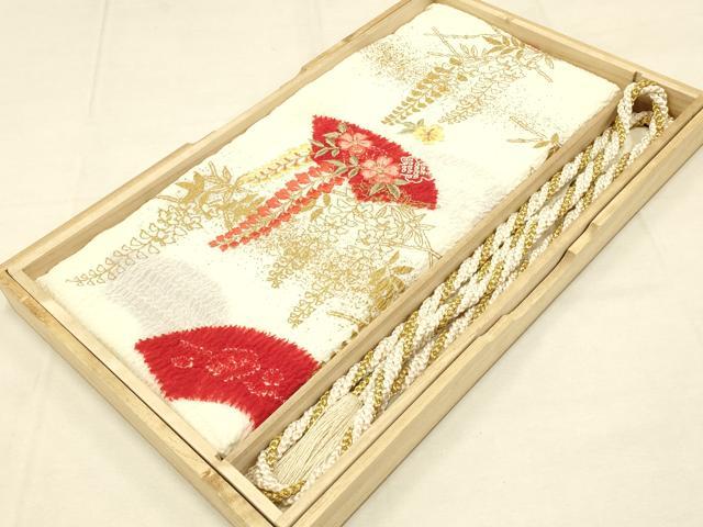 平和屋着物●和装小物　帯締め・帯揚げセット　振袖用　絞り　刺繍　地紙花文　金糸　金彩　撚り房　逸品　AAAY2321ay