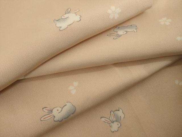 平和屋着物●長襦袢　無双仕立て　兎花文　正絹　逸品　AAAY4711ck