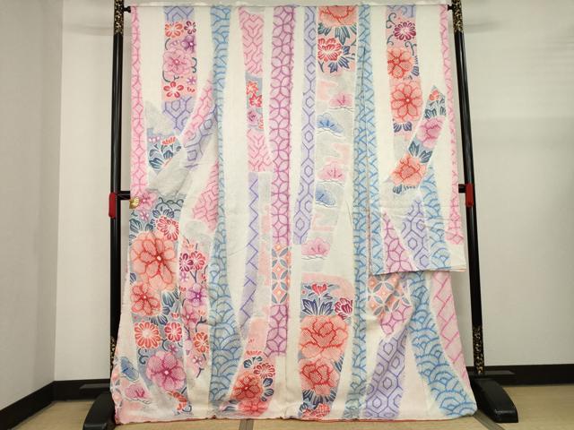 平和屋着物●豪華振袖　総絞り　短冊花文　上代48万　仮絵羽　逸品　未使用　AAAY4721ck