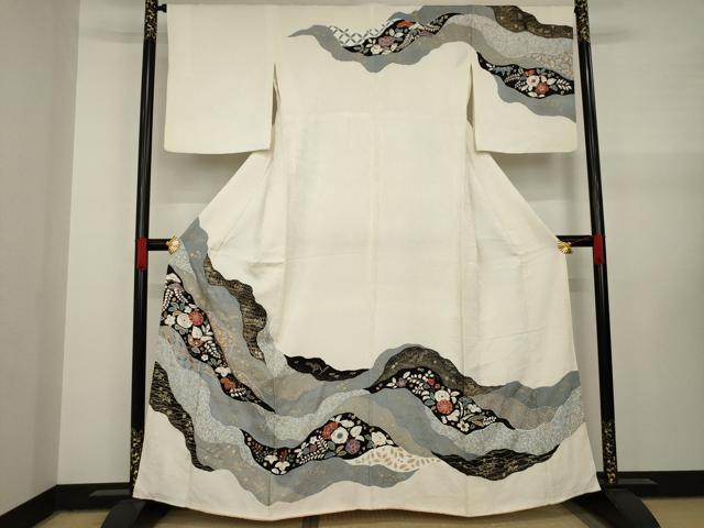 平和屋着物●訪問着　辻が花　道長花文　金彩　正絹　逸品　AAAY4736ck