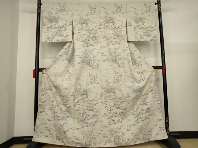 平和屋着物●訪問着　生紬　御所解文様　正絹　逸品　AAAY4745ck