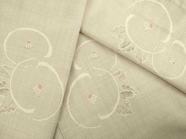 平和屋着物●本場大島紬　白大島　カタス7マルキ　光琳椿　正絹　逸品　AAAY4751ck