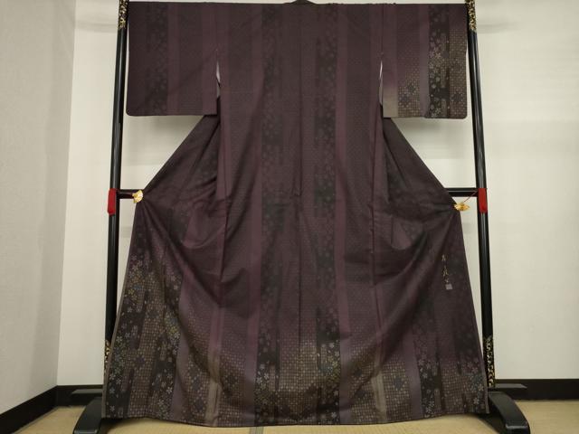 平和屋着物●染色家　岸上純平　本場大島紬　訪問着　カタス9マルキ　エ霞舞桜文　正絹　逸品　AAAY4775ck