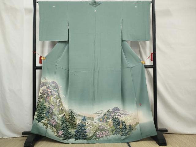 平和屋着物●本加賀友禅作家　木村喜博　色留袖　遠山飛鶴樹林文　暈し染め　正絹　逸品　AAAY5516gw