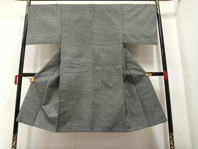 平和屋着物●男性　紬　色無地　灰青色　正絹　逸品　AAAY5936ph