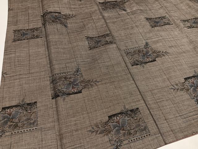 平和屋着物○本場大島紬 カタス9マルキ 色紙草花文 正絹 逸品 AAAY5940ph