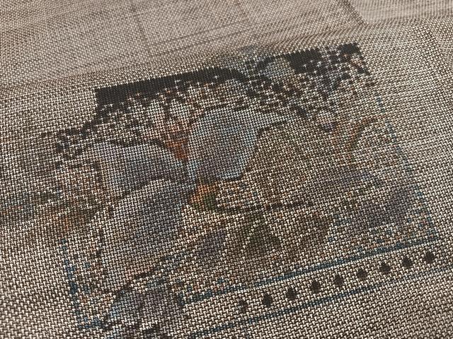 平和屋着物○本場大島紬 カタス9マルキ 色紙草花文 正絹 逸品 AAAY5940ph