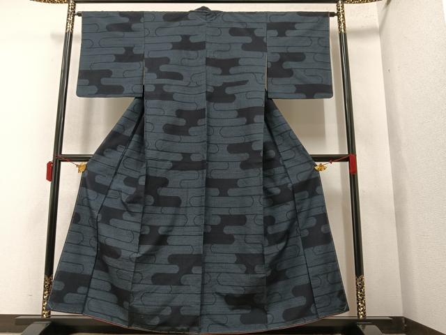 平和屋着物●結城紬　80亀甲　エ霞文　正絹　逸品　未使用　AAAY5977ph