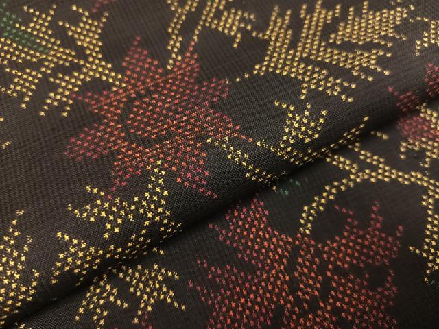 平和屋着物○本場大島紬 一元7マルキ 更紗花文 正絹 逸品 AAAY5988ph