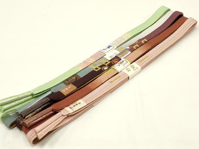 平和屋着物●和装小物　上質な帯締め5本セット　高麗組 綾出し　暈し　金糸　逸品　未使用　AAAY6012ay