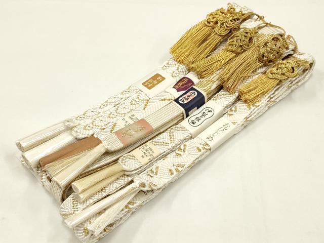 平和屋着物●和装小物　上質な帯締め5本セット　礼装用　高麗組 綾出し　笹浪組　唐組　伊賀組紐　金糸　亀房付　逸品　未使用　AAAY6013ay