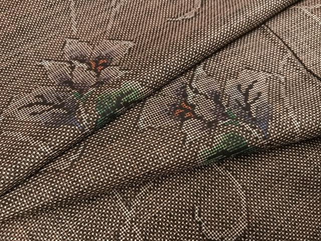 平和屋着物●本場大島紬　一元7マルキ　花唐草文　正絹　逸品　AAAY6312ph