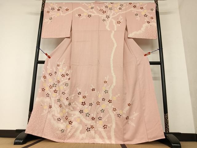 平和屋着物●訪問着　絞り　枝花文　正絹　逸品　AAAY6426zg