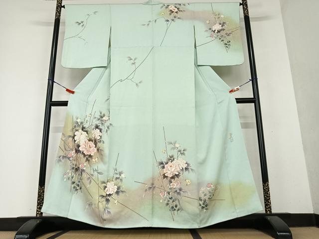 平和屋着物●京友禅　光永正美　訪問着　花蝶文　暈し染め　金彩　正絹　逸品　AAAY6435zg