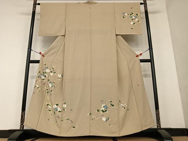 平和屋着物●訪問着　友禅　作家物　枝花文　正絹　逸品　AAAY6436zg