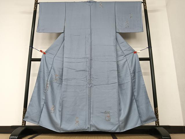 平和屋着物●友禅作家の巨匠　浅井青仁　訪問着　短冊草花文　金彩　正絹　逸品　未使用　AAAY6469zg