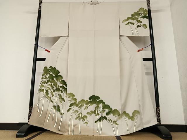 平和屋着物●訪問着　手描き　松　正絹　逸品　未使用　AAAY6474zg