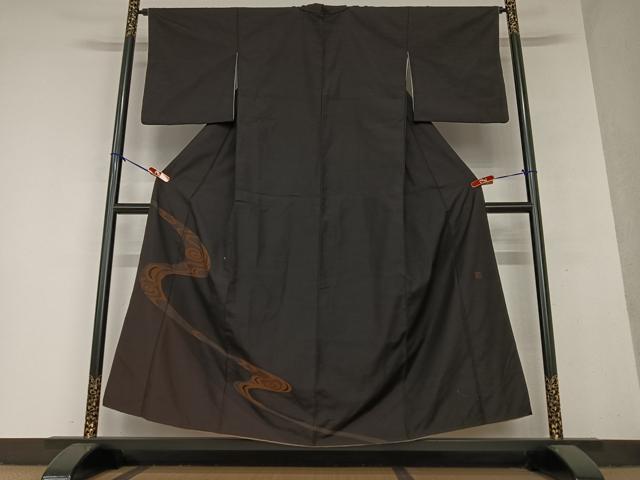 平和屋着物●紬　訪問着　作家物　流水文　正絹　逸品　AAAY6493zg