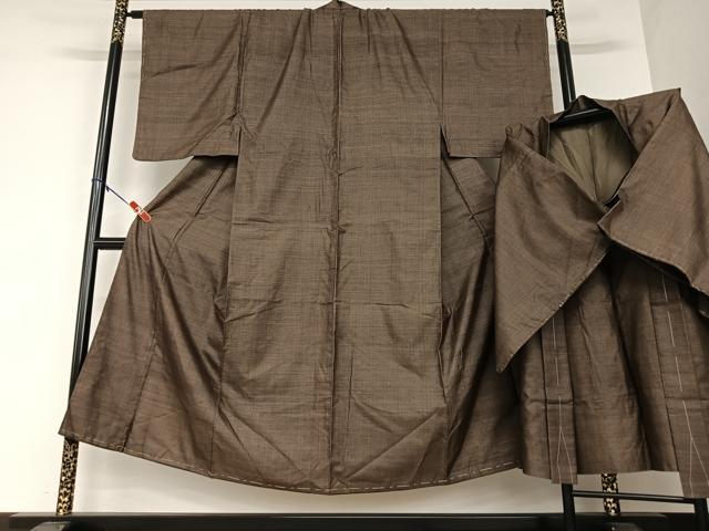 平和屋着物●男性　本場大島紬　アンサンブル　120亀甲　総詰め　正絹　逸品　未使用　AAAY6566zg