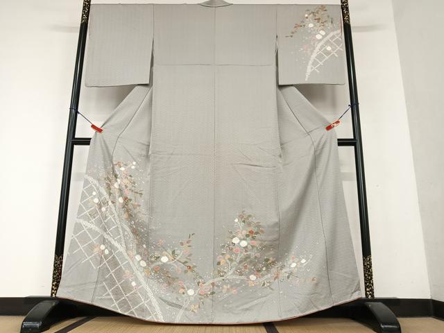 平和屋着物●訪問着　絞り　花籬文　暈し染め　金彩　正絹　逸品　AAAY6575zg