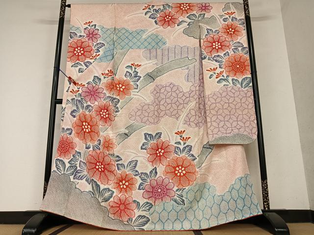 平和屋着物●豪華振袖　絞り　舞花文　正絹　逸品　AAAY6581zg