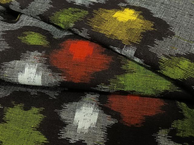 平和屋着物●久留米絣　草花文　綿　逸品　AAAY6583zg