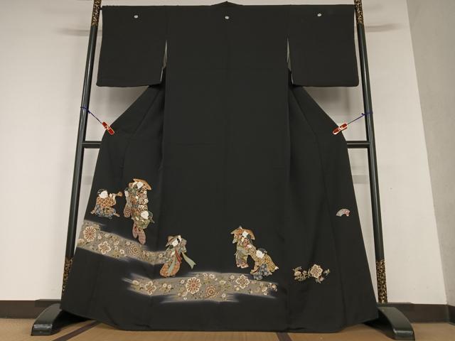 平和屋着物●豪華黒留袖　友禅　作家物　唐子　花唐草文　暈し染め　正絹　逸品　AAAY6630zg