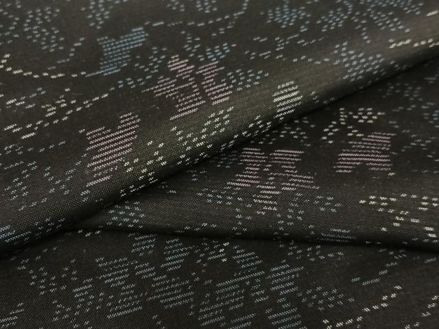 平和屋着物●本場大島紬　草花文　黒地　正絹　逸品　AAAY6642zg